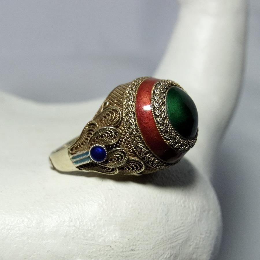 Impressive Chinese export vermeil silver ring from t... | Vintage Jewels